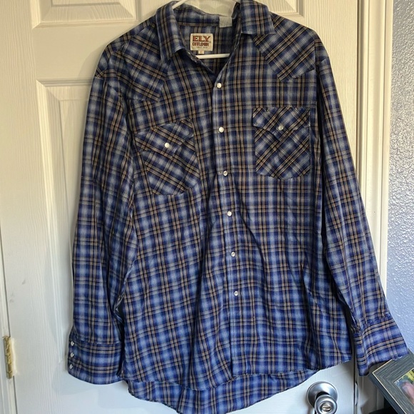 Ely Cattleman | Shirts | Ely Cattleman Blue And Yellow Casual Western ...